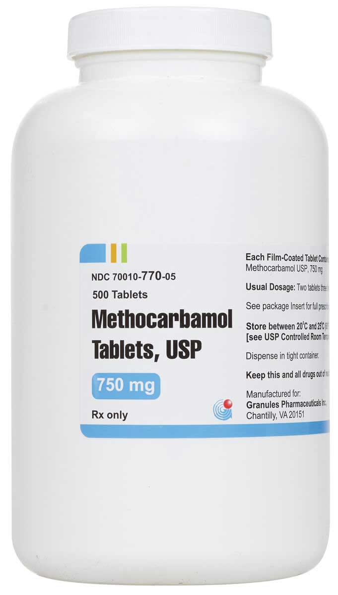 Methocarbamol 750mg Tablets (Select size of 100 tablets or 500 tablets ...