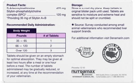 Denamarin 425mg/35mg Stabilized Tablets for Large Dogs 35 lbs and over ...